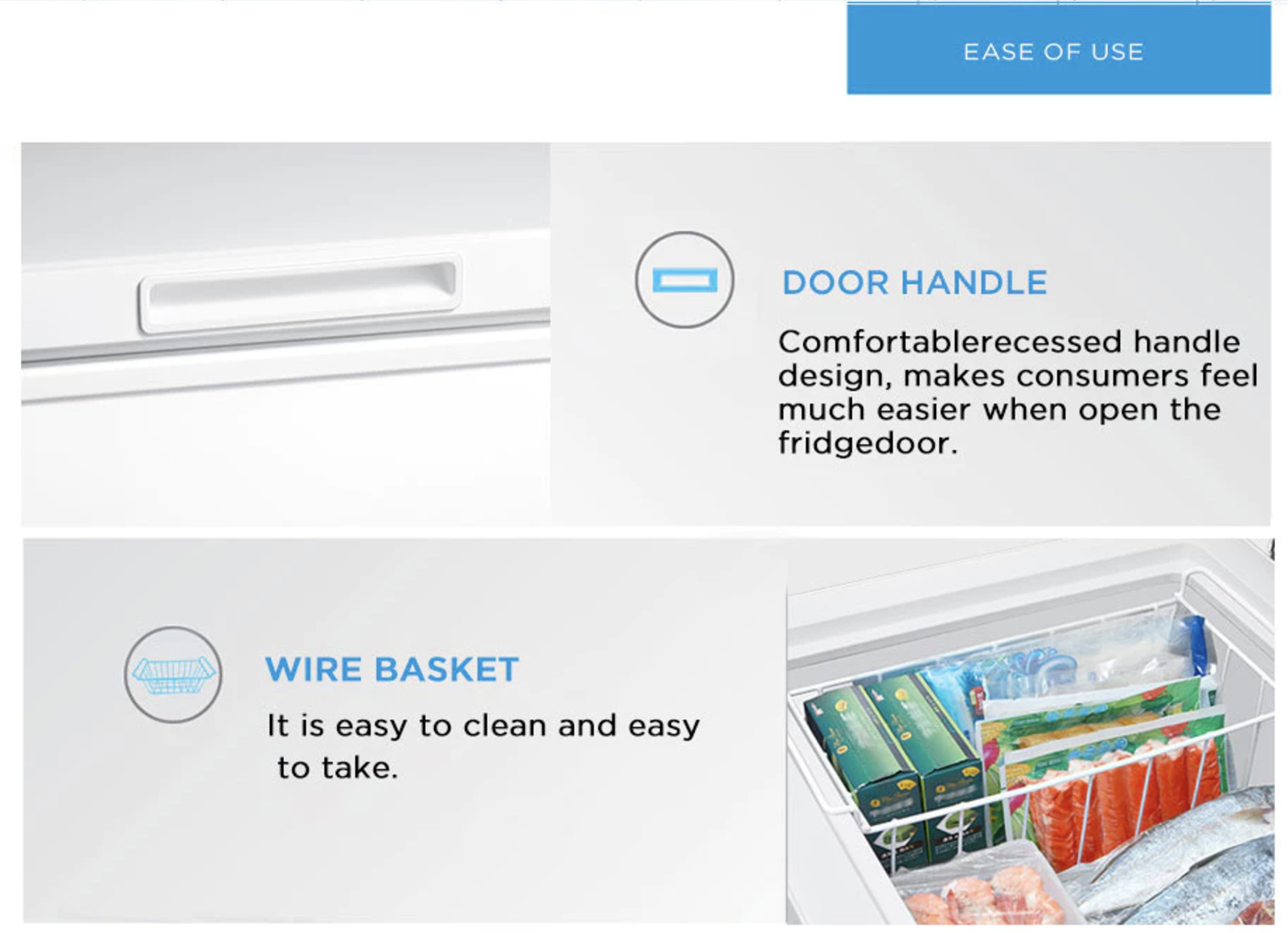 【FREE SHIPPING】Midea 130L/186L/260L Chest Freezer | Door Handle | Wire ...