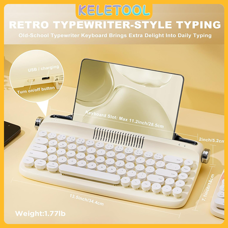 Retro Korean Keyboard Smartphones Tablet Bluetooth Typewriter Wireless ...