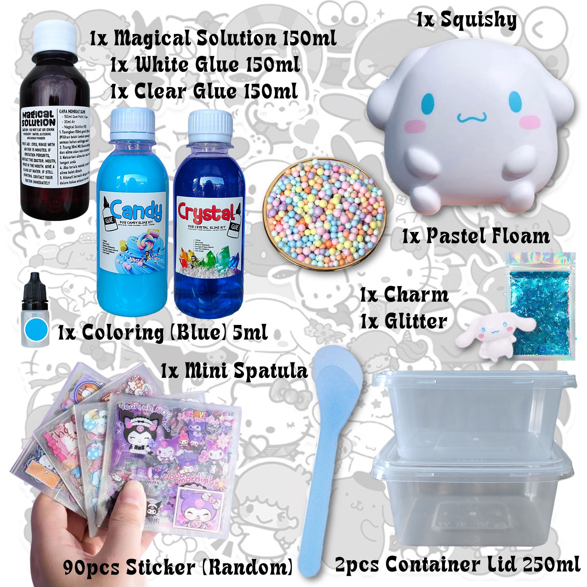 3IN1 SANRIO SLIME & SQUISHY SENSORY TOOLS KIT BOX - BIRTHDAY BOX DIY ...