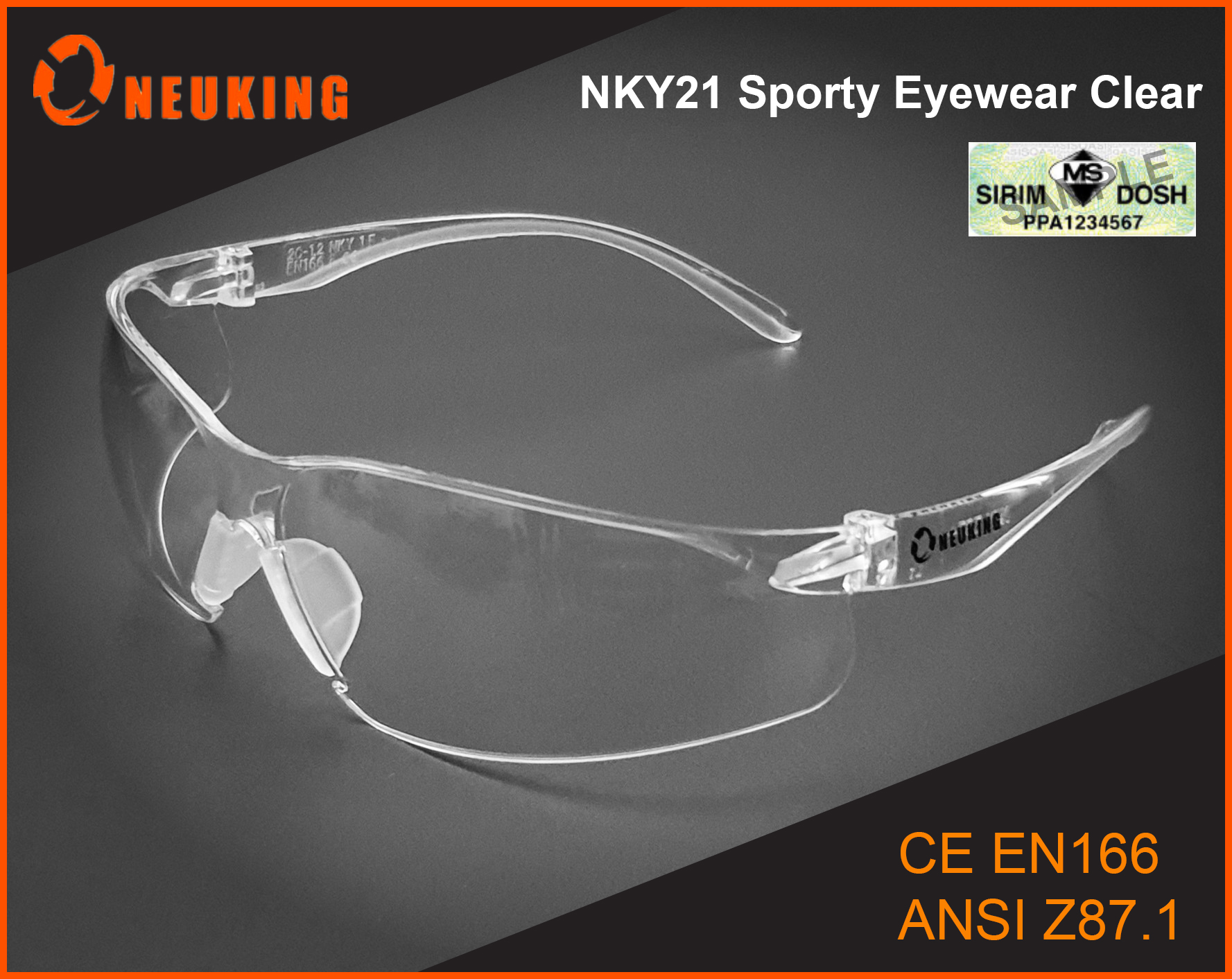 Neuking DOSH SIRIM Clear / Smoke Lens Impact Safety Glasses Eyewear ...