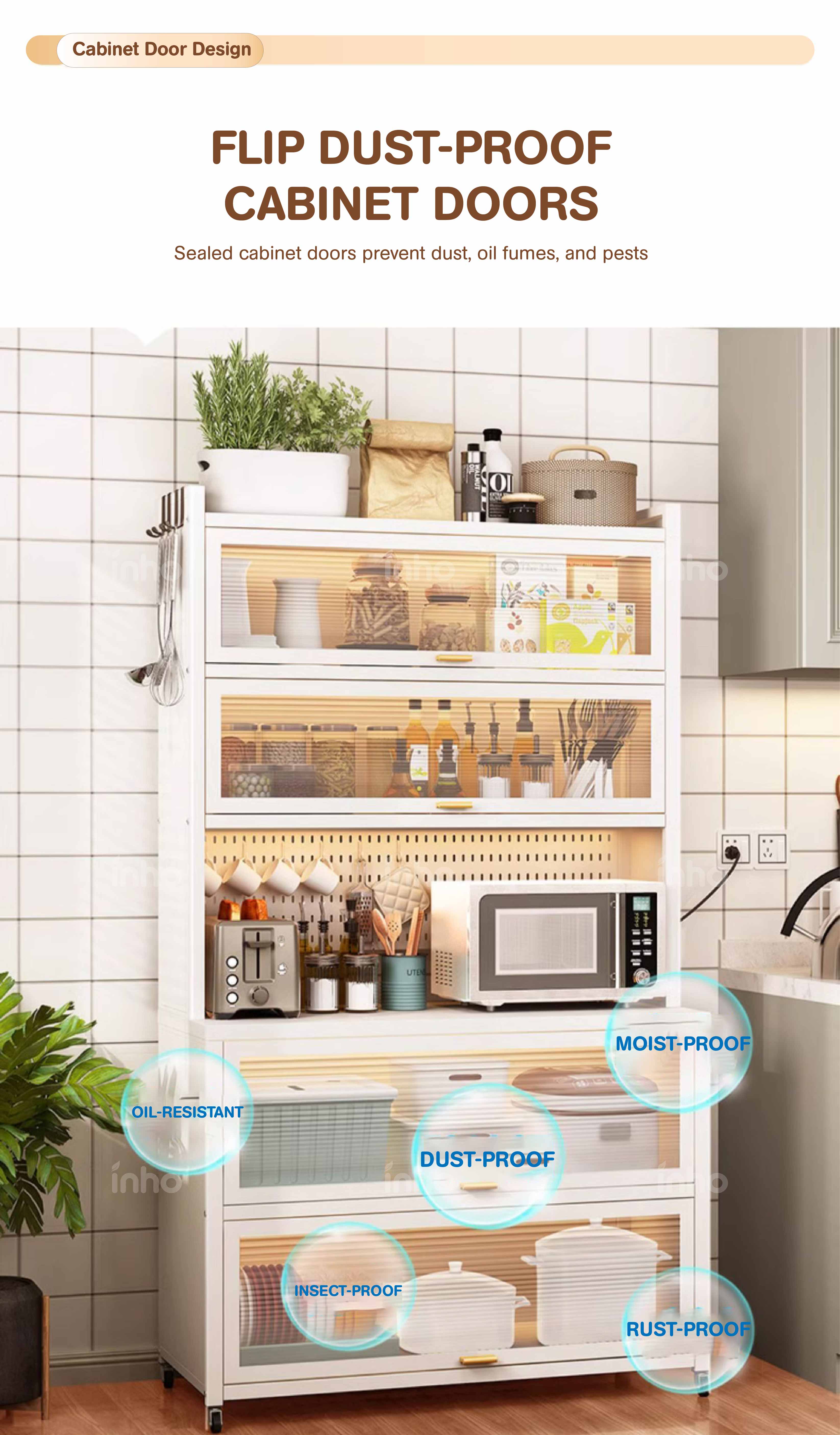 INHO L60-100cm (5/6 Layers) Versatile Kitchen Dish Storage Cabinet ...