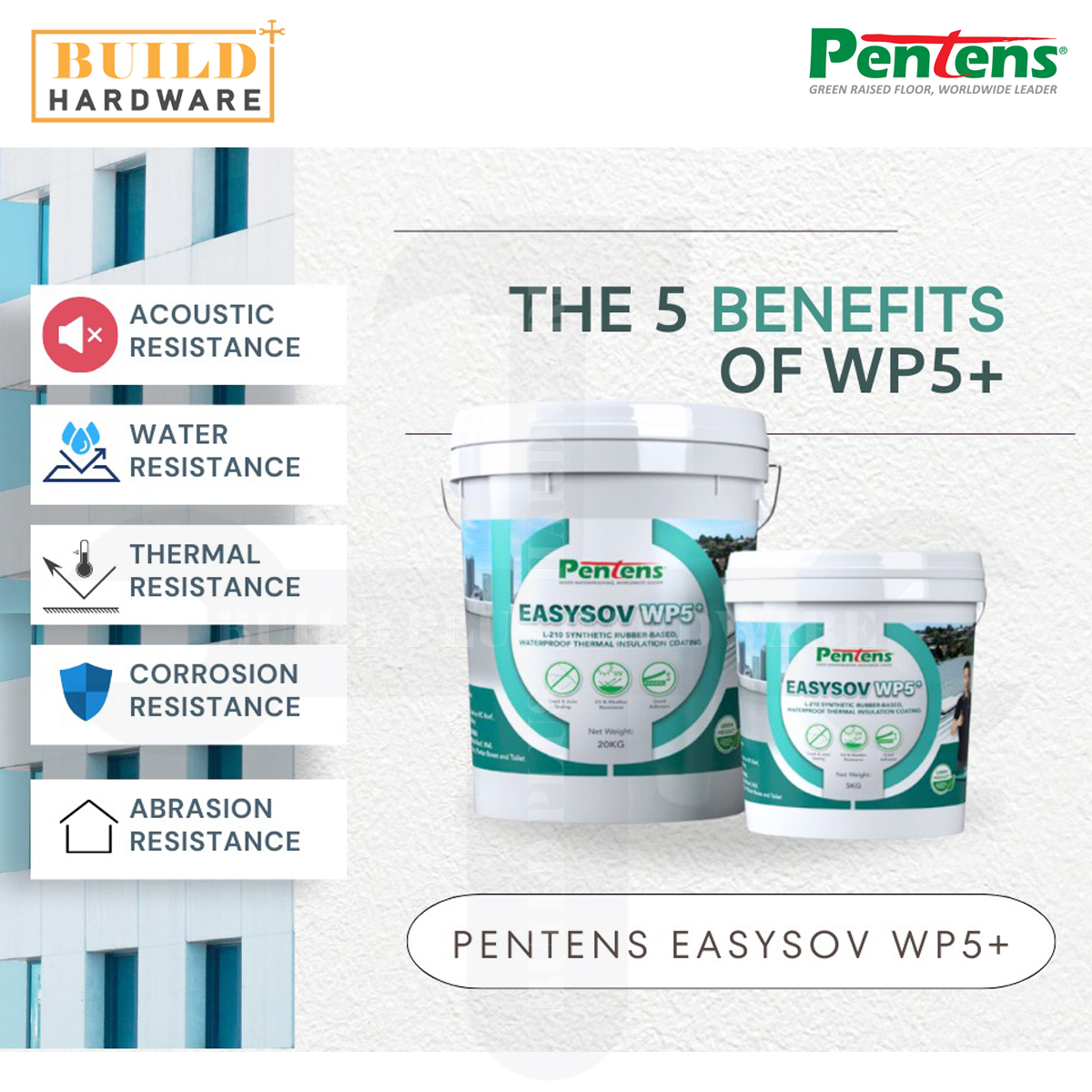 PENTENS 20kg Easysov WP5+ Cement Coat Synthetic Rubber-based Waterproof ...