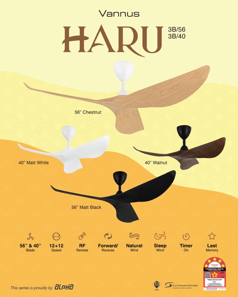 ALPHA Vannus HARU 3B 56/40 inches DC Remote Ceiling Fan | Shopee Malaysia