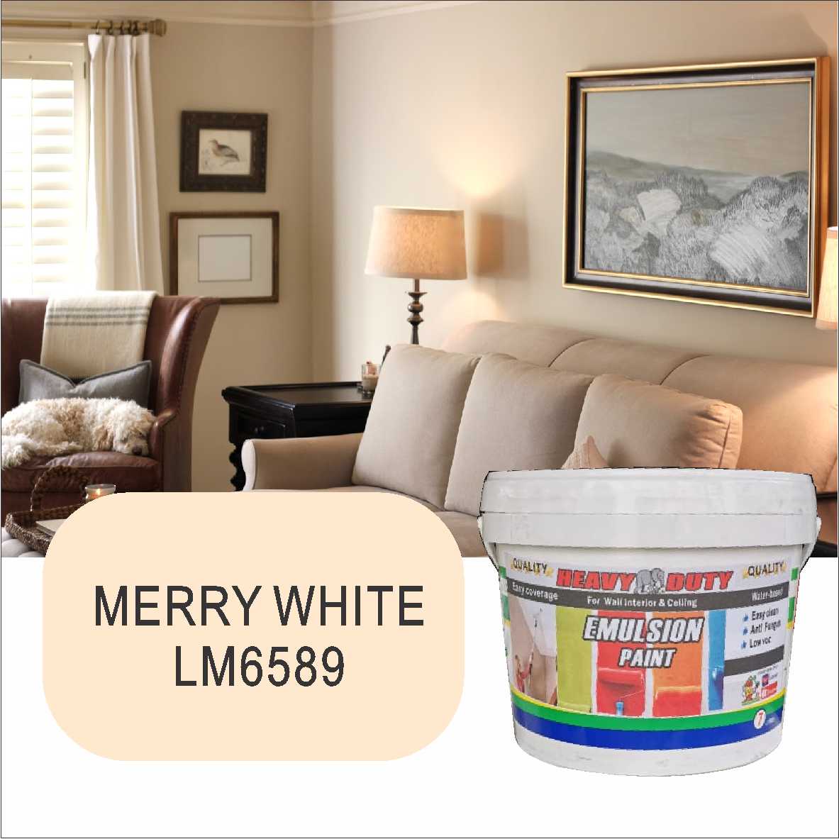 🌟HLM6589 MERRY WHITE 🌟7 LITER INTERIOR WALL EMULSION PAINT / CAT EASY ...