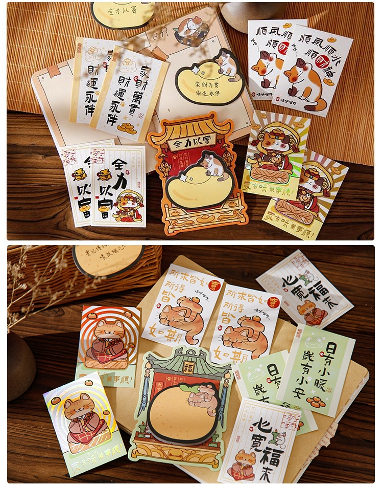 Japanese Wafu Style Blessings Cat Cute Neko Sticky Notes Student School ...