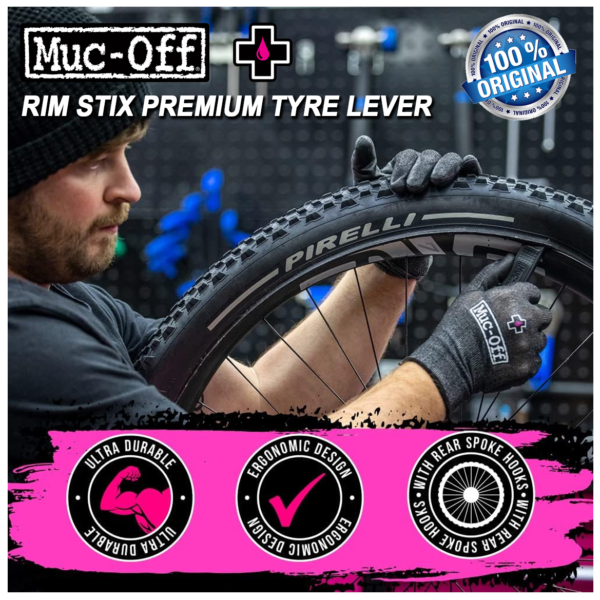 MUC OFF Rim Stix Premium Tyre Lever for Road Bike MTB Tayar Opener ...