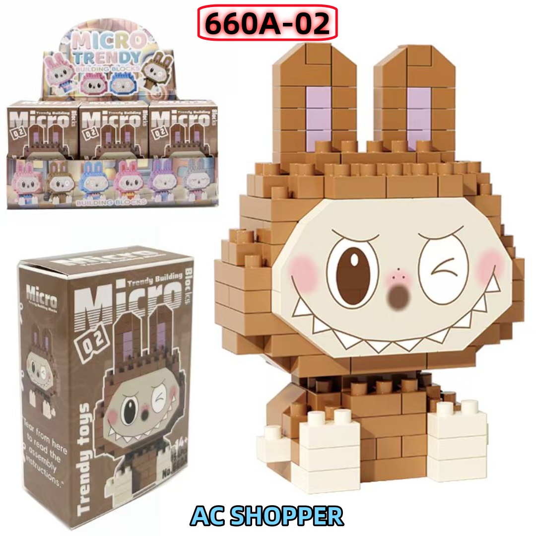 Cartoon Building block toy Labubu doll brick Kids puzzle toy Birthday ...