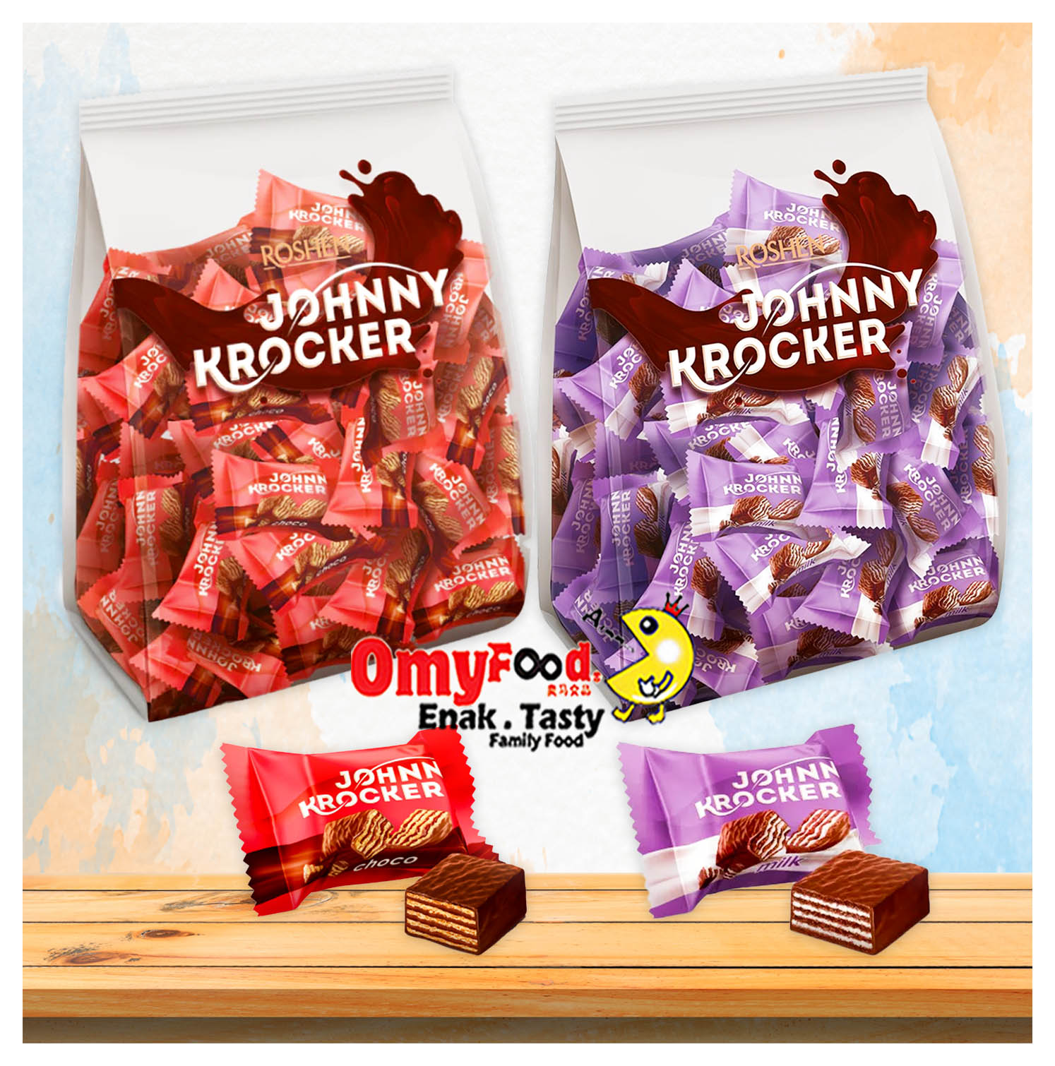 1kg Roshen Johnny Krocker Wafers[Cocoa / Milk][OmyFood] | Shopee Malaysia