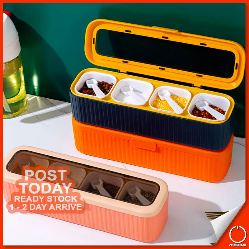 𝐄𝐀𝐒𝐘 𝐑𝐄𝐅𝐈𝐋𝐋 4 In 1 Spices Jar Set Condiment Seasoning Box Salt Sugar ...