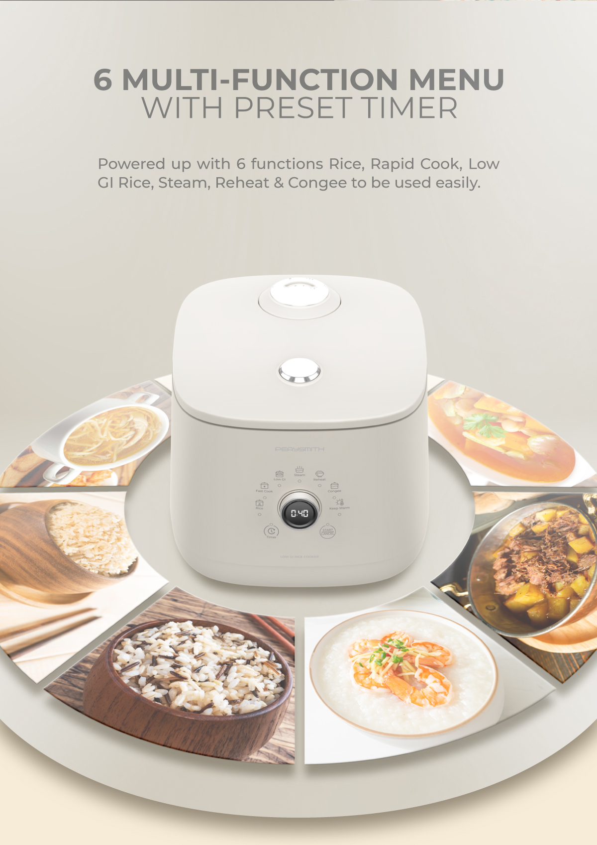 PerySmith Digital Low GI Rice Cooker Easy Cooking Series RC900 | Shopee ...