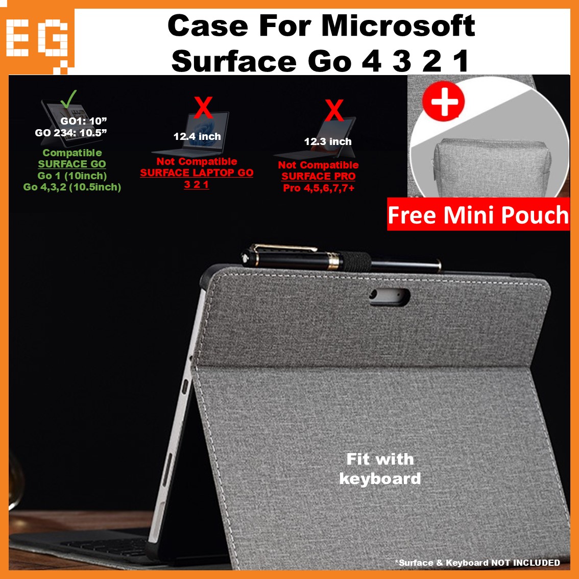 Surface Go 4 Go 3 Go 2 Go 1 Flip Cover Case Honeycomb Pattern PC Hard ...
