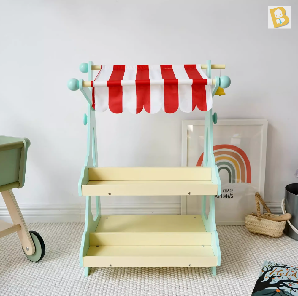 BabyBoss Wooden Fruit Snacks Food Cart Supermarket Push Cart Toy ...