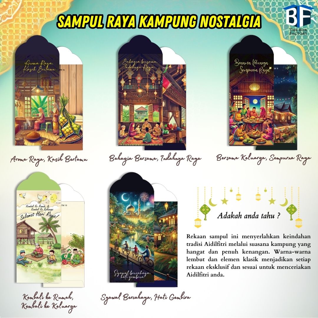 [2025 Design] 10pcs/Pkt Sampul Duit Raya Aidilfitri Angpau Kampung ...