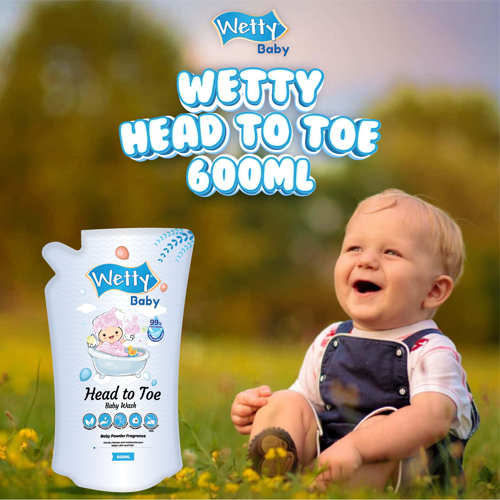 Wetty Baby Head To Toe Baby Wash (600ml) (Refill Pack) | Shopee Malaysia