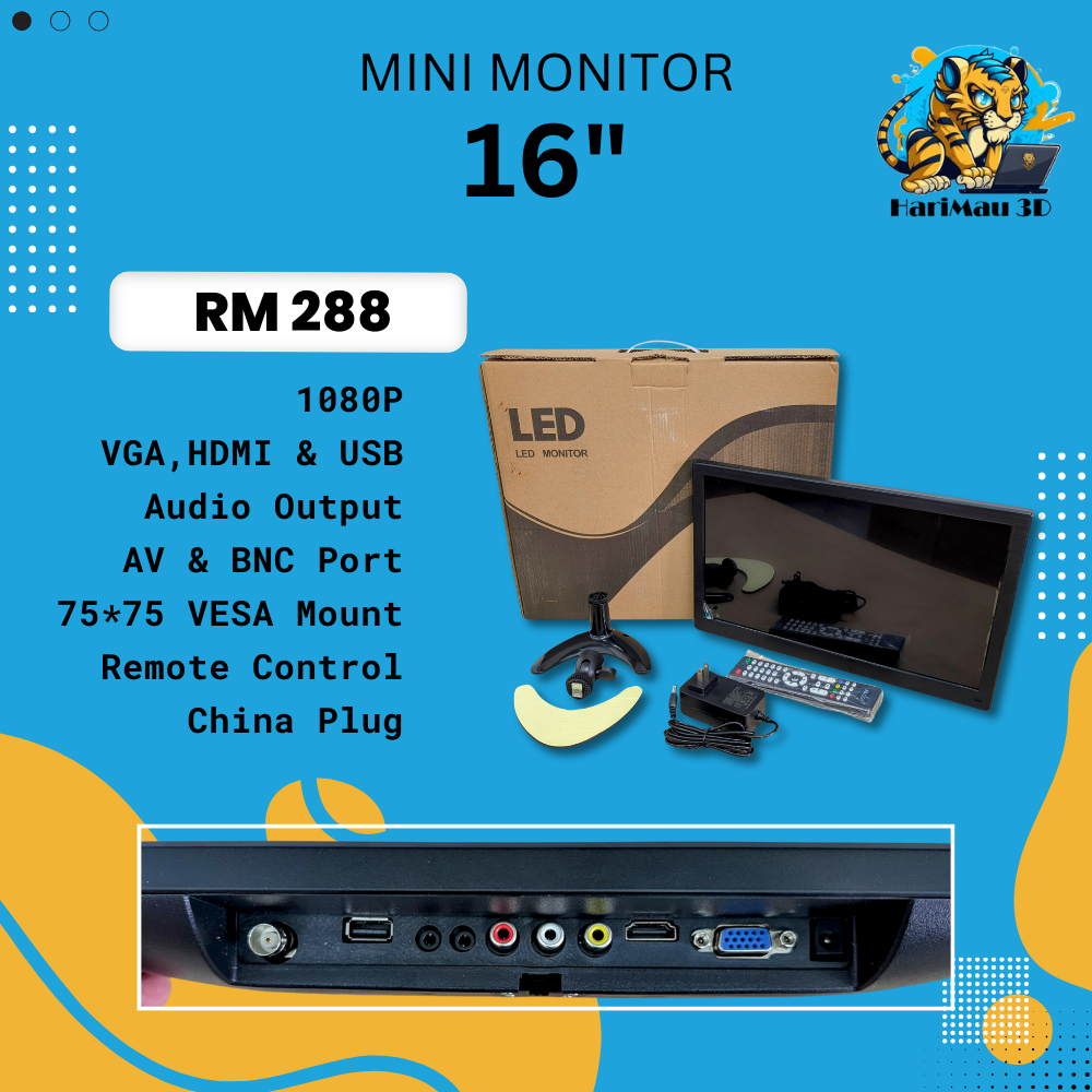 10 Inches 16 Inches Mini Monitor VGA/HDMI / 720P 1080P / Built-in ...