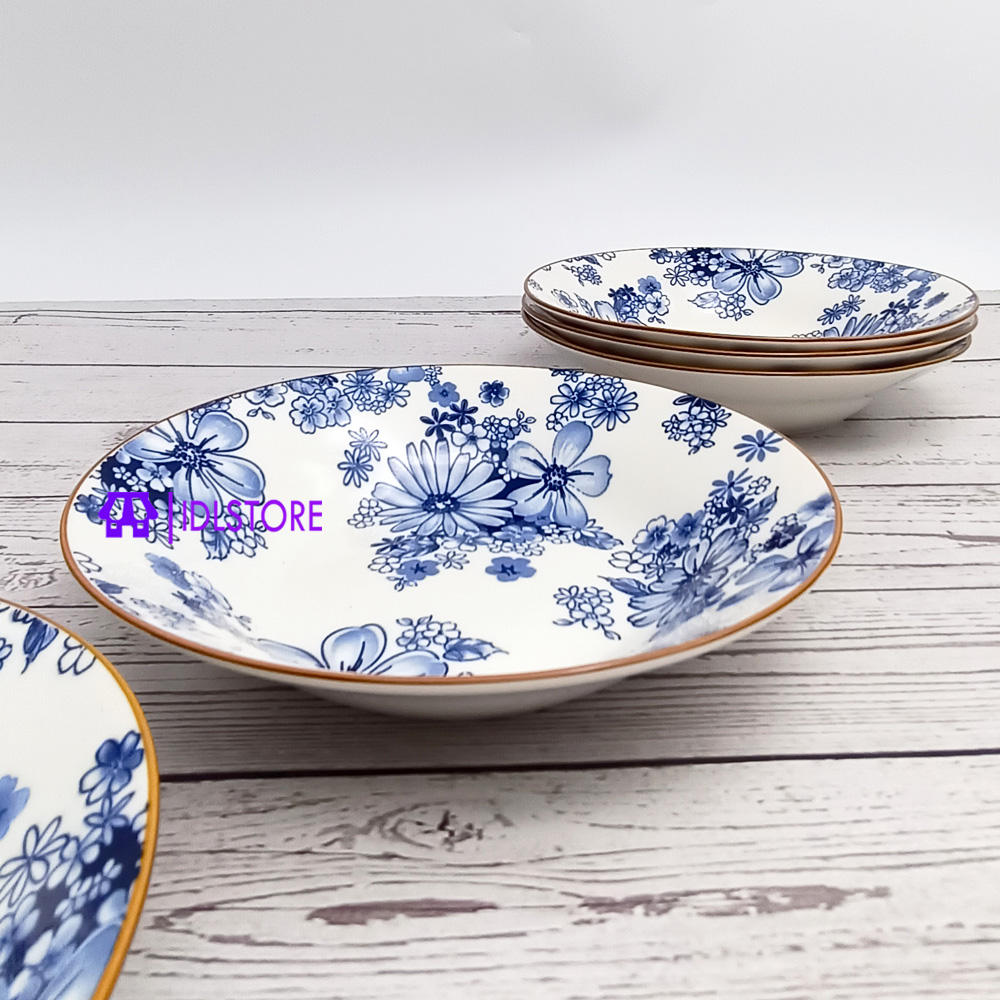 6 Pcs 23cm Porcelain Dinner Plate Set Pinggan Mangkuk Pinggan Nasi ...