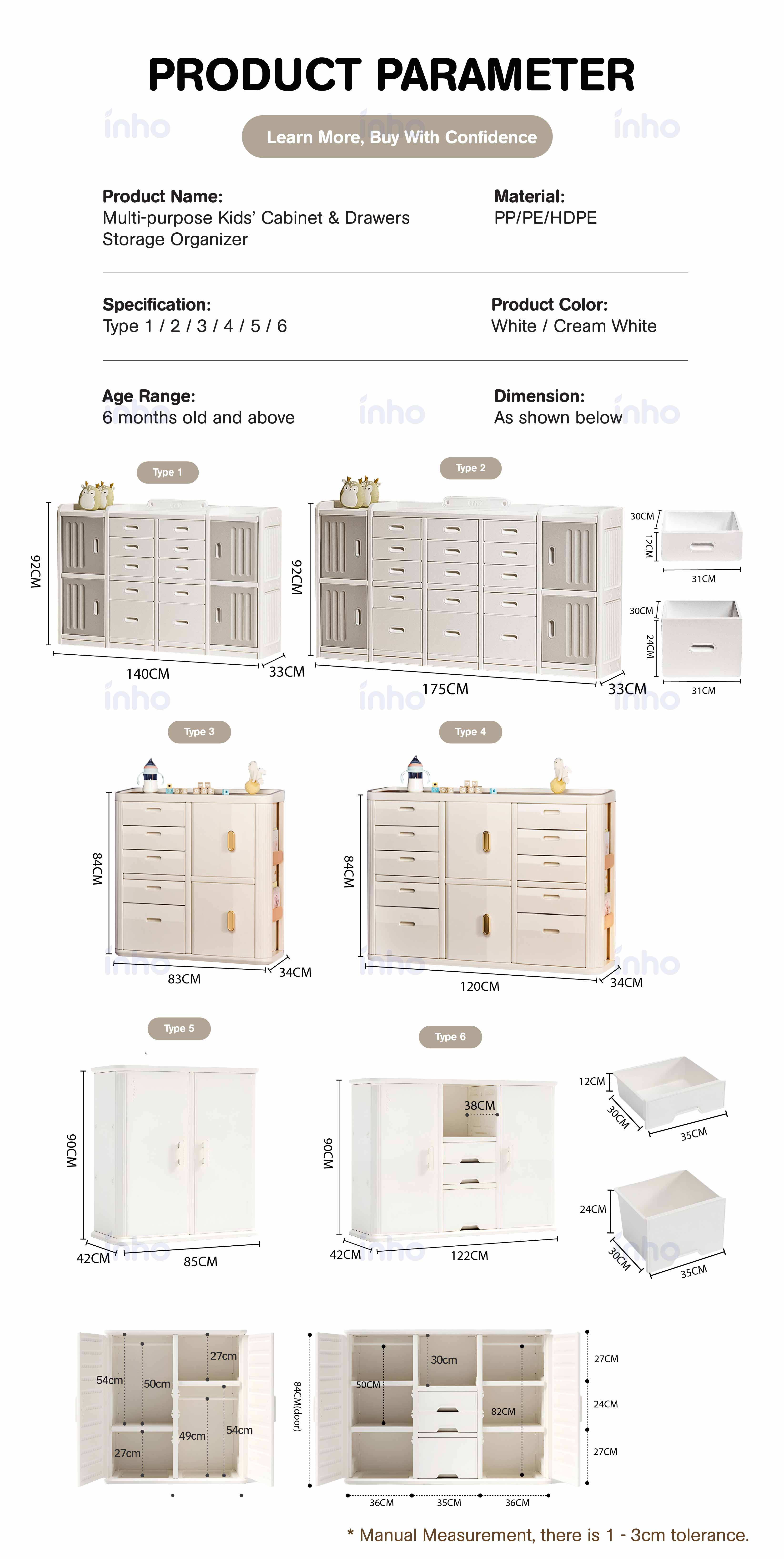 INHO L83-175cm Multifunctional Bedroom Living Room Child Utility ...