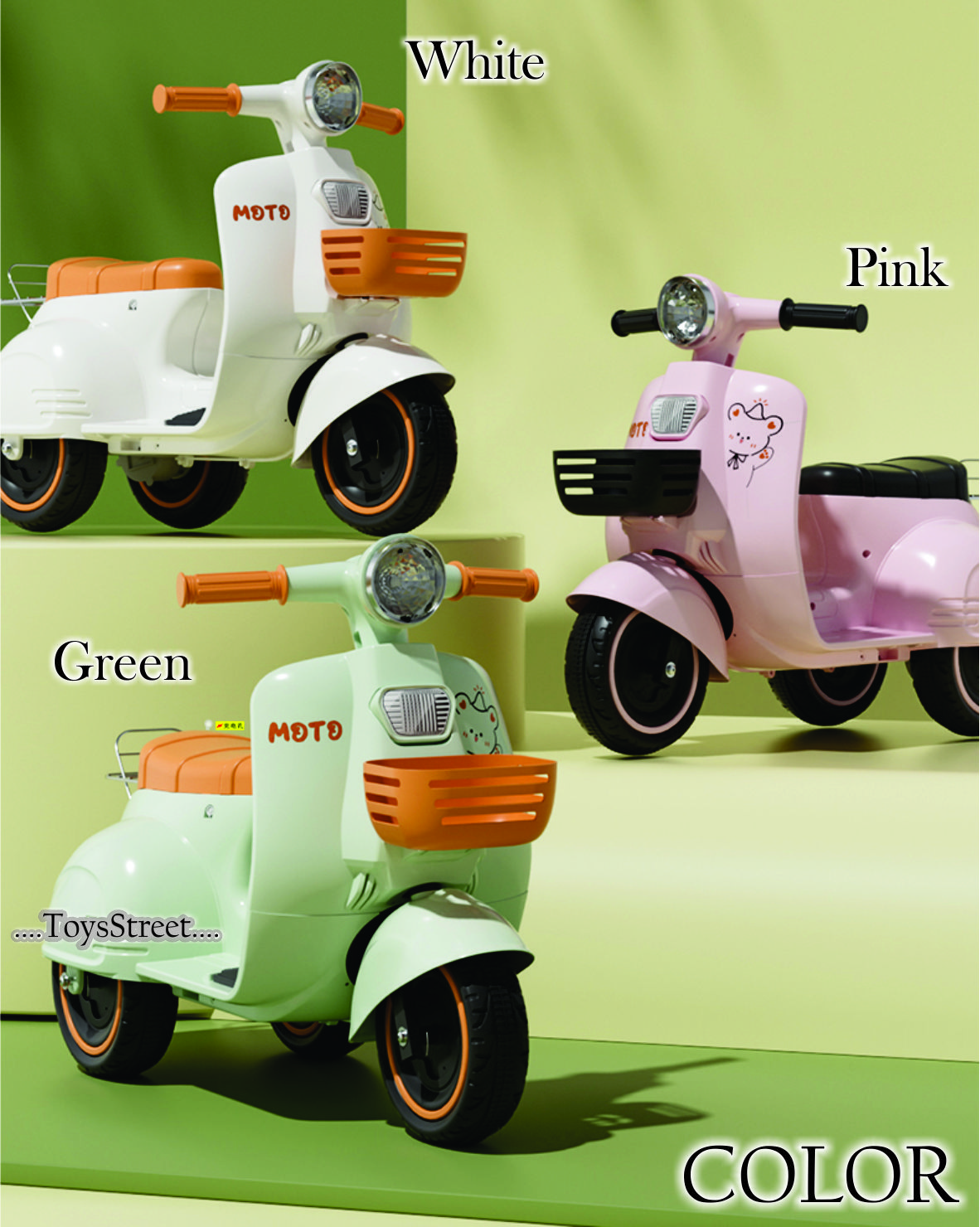 TOYS STREET (TS5188-2) SINGLE SEATER KIDS BATTERY OPERATED RIDE ON SCOOTER VESPA BIKE MOTOR ...