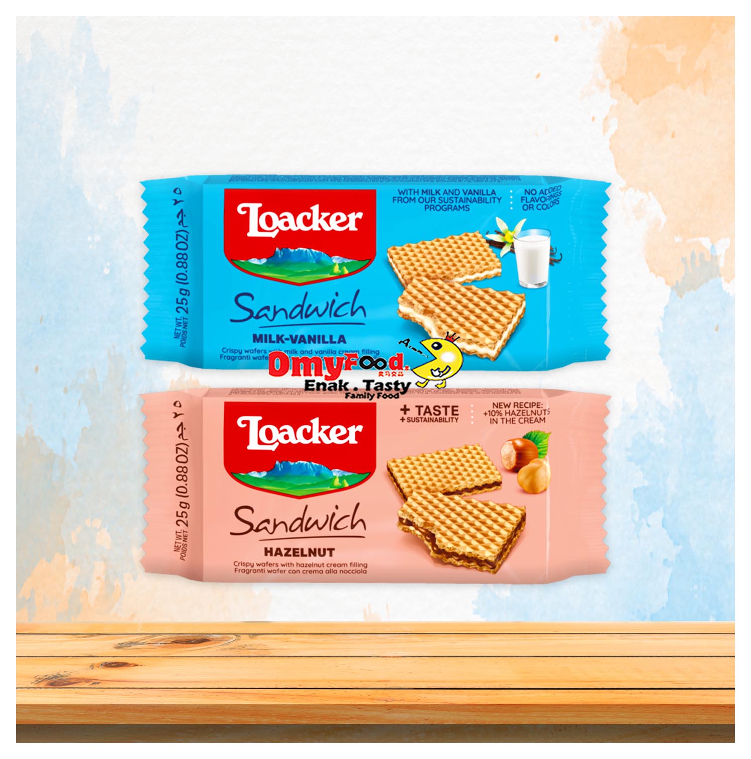 25g Loacker Sandwich Crispy Wafers[Hazelnut / Milk Vanilla][OmyFood ...