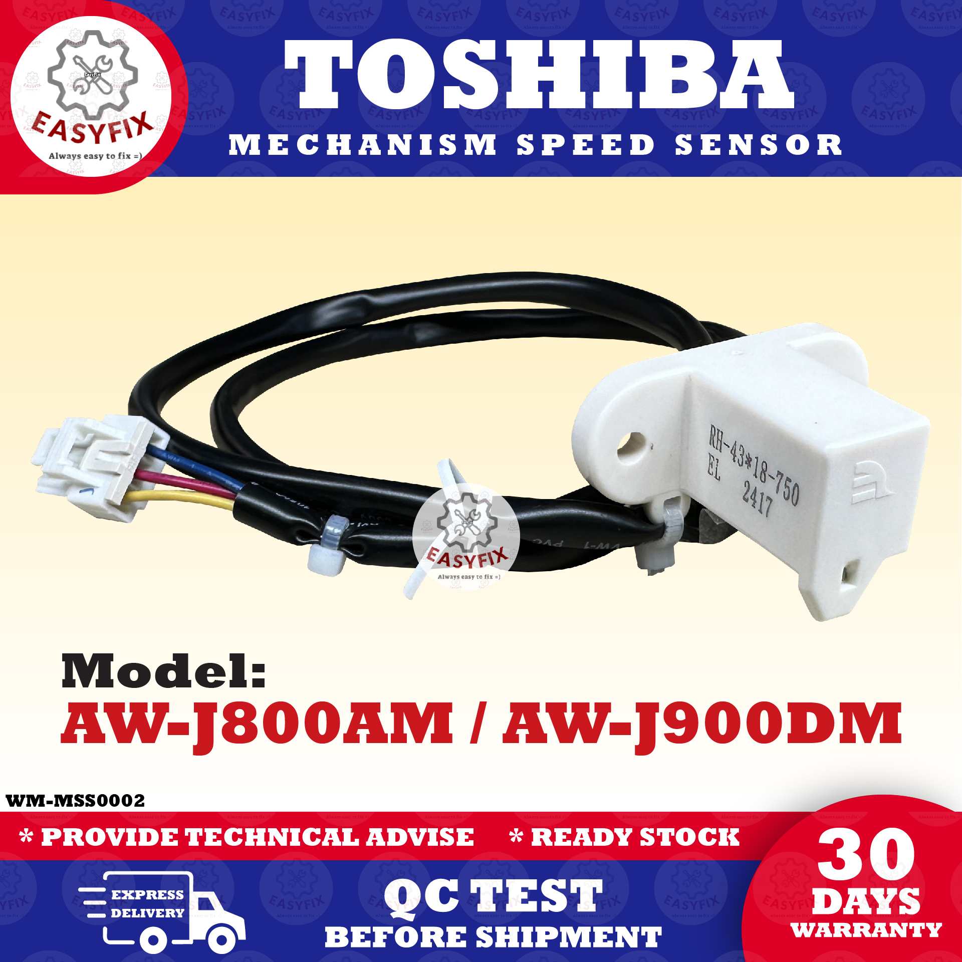AW-J800AM / AW-J900DM TOSHIBA WASHING MACHINE MECHANISM SPEEED SENSOR ...