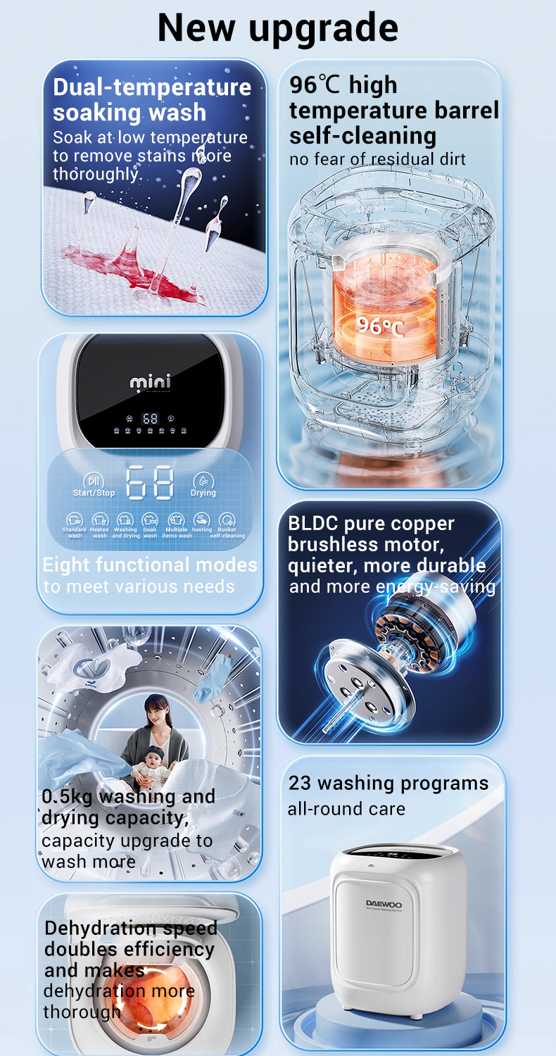 DAEWOO 2025 NEW Mini Washing Machine FM02 Pro With Dryer Portable ...