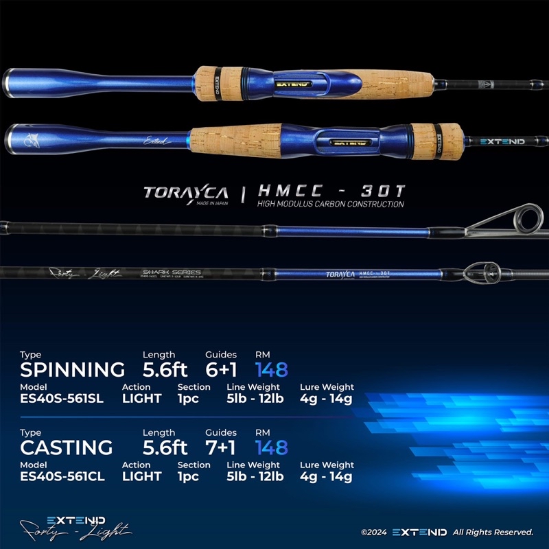 2025 EXTEND SHARK FORTY LIGHT SINGLE HAND ROD SHARK 40 TANTO GUNCAST ...