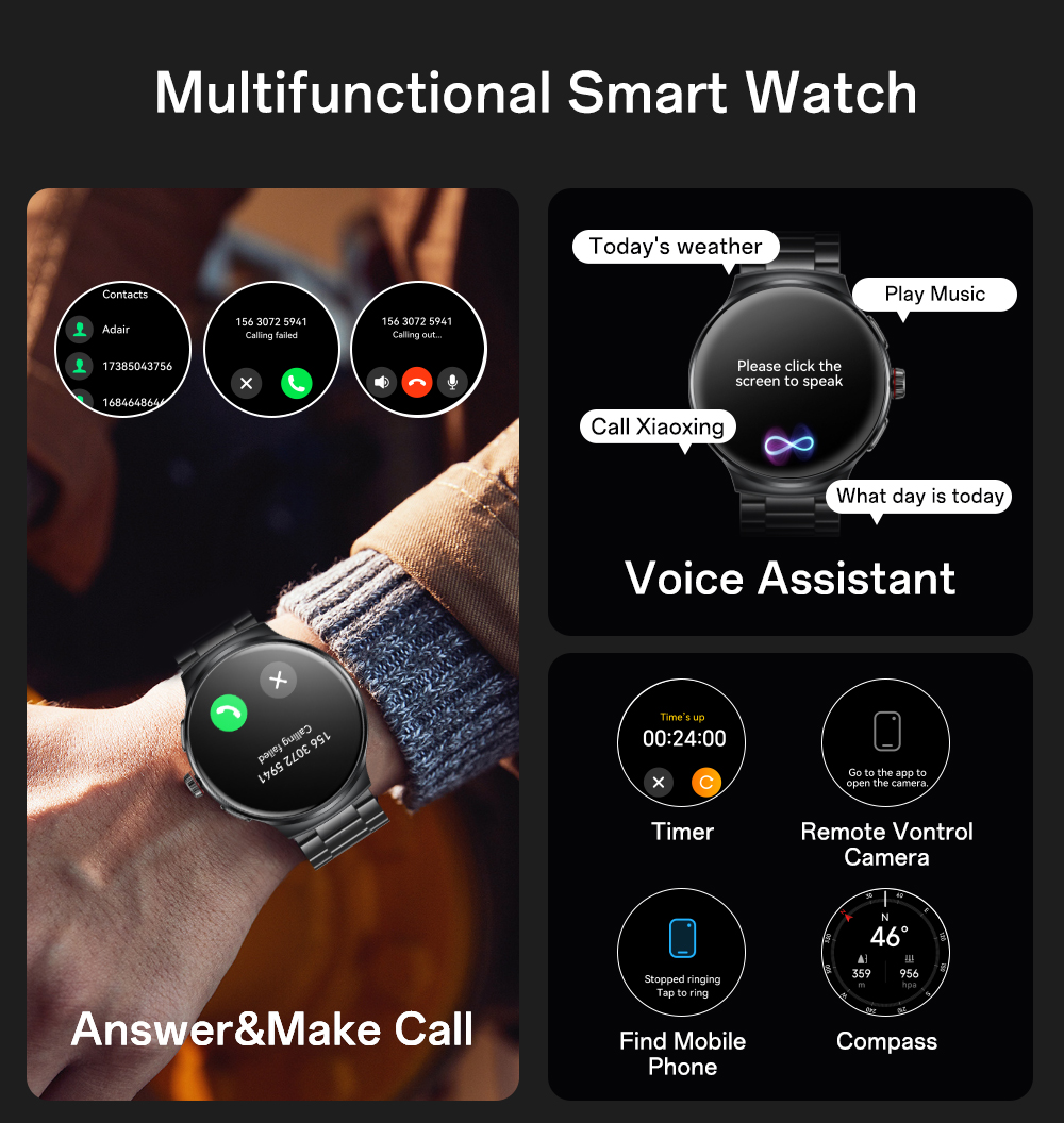 Aolon Prime 3 Smart Watch 466*466 HD AMOLED Screen Metal Body Bluetooth ...