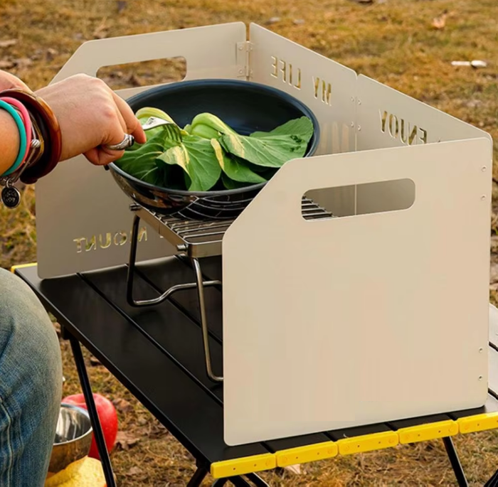 Camping Wind Shield 3-Fold 4-Fold Portable Foldable Stove Wind Block ...