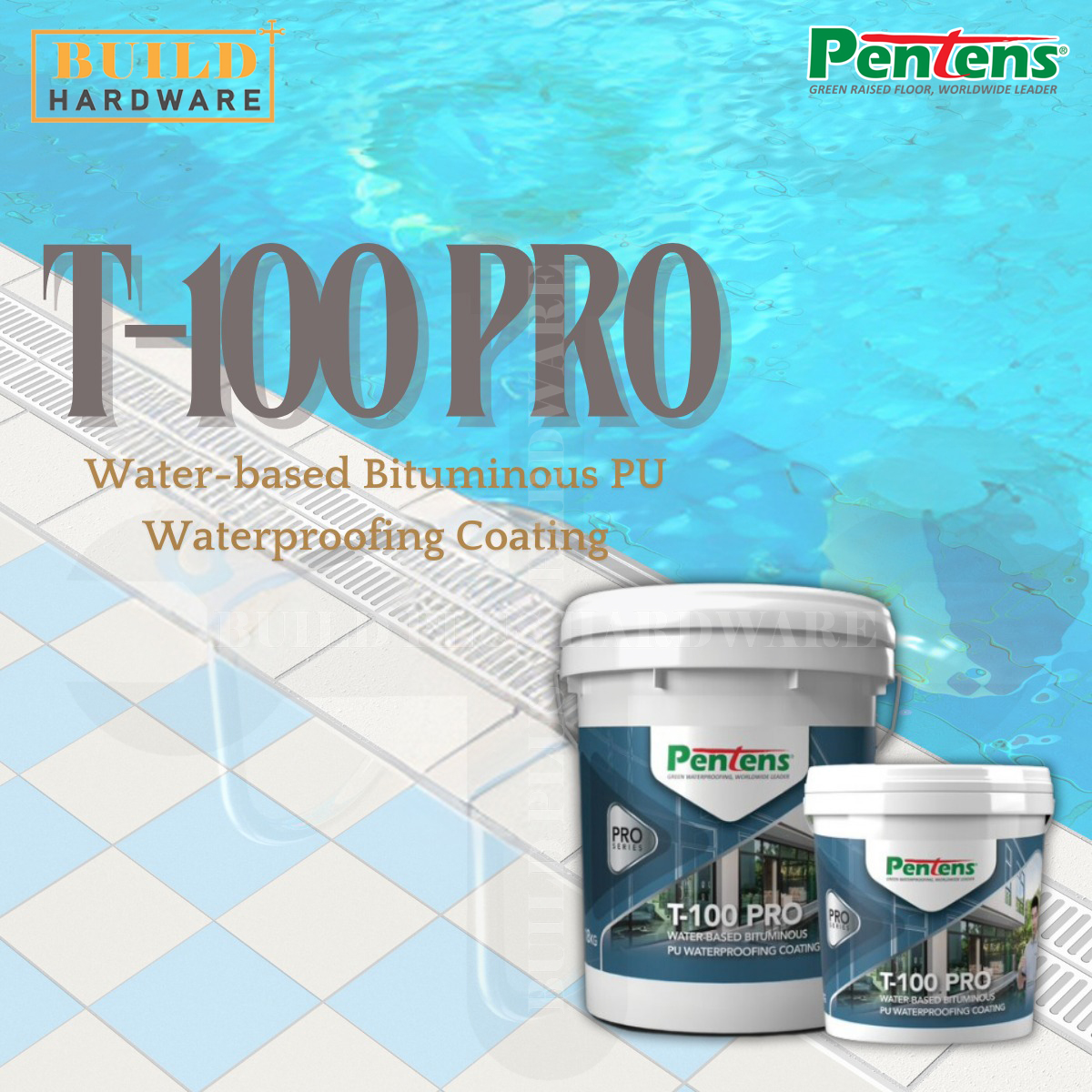PENTENS T-100 PRO 18kg Water-Based Bituminous PU Waterproofing Coating ...