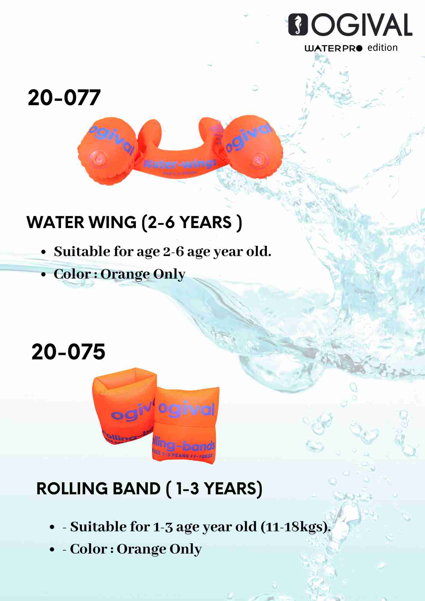 Ogival Kids 2-6 years Inflatable Pool Float #Water Wings & Rolling Band ...
