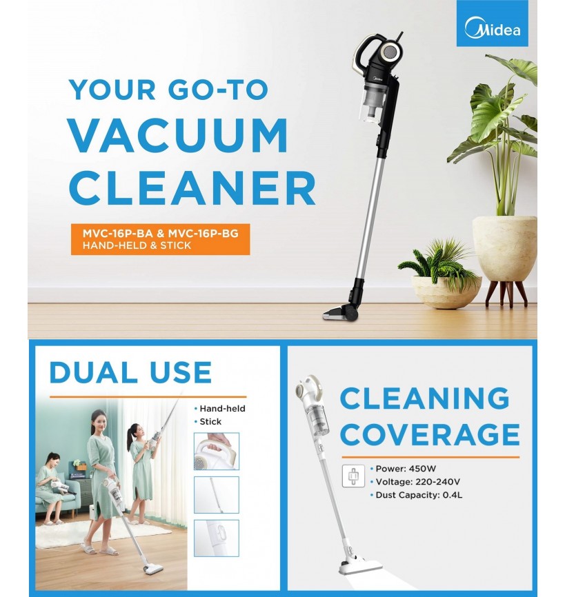 MIDEA Handheld & Stick Vacuum 2 in 1 | MVC-16P-BG | Shopee Malaysia