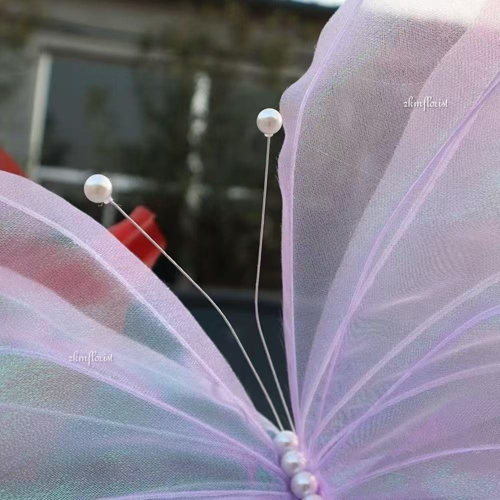 3D SILK BUTTERFLY Fake Photography Props Giant Gauze Artificial Wedding ...