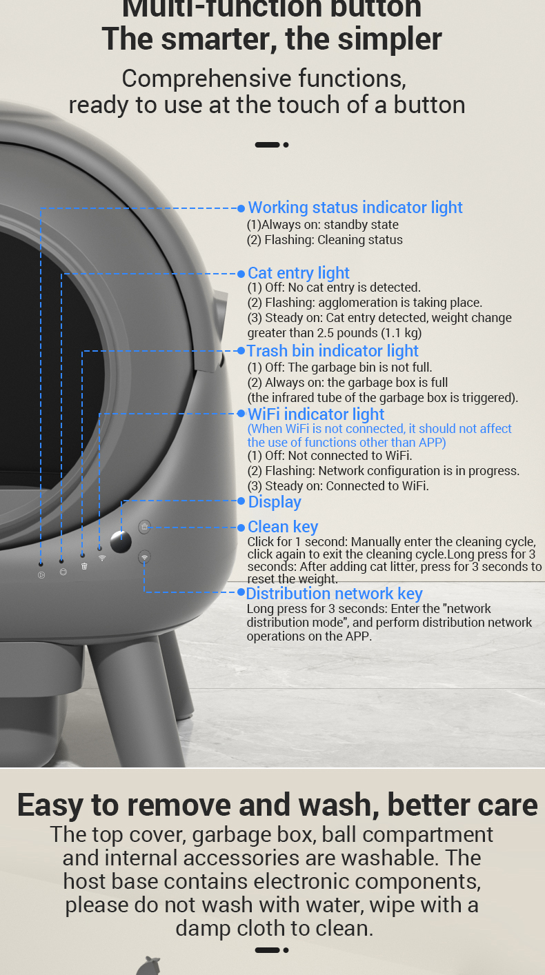 els pet Smart Cat Litter Box Automatic remote APP control 50L large ...