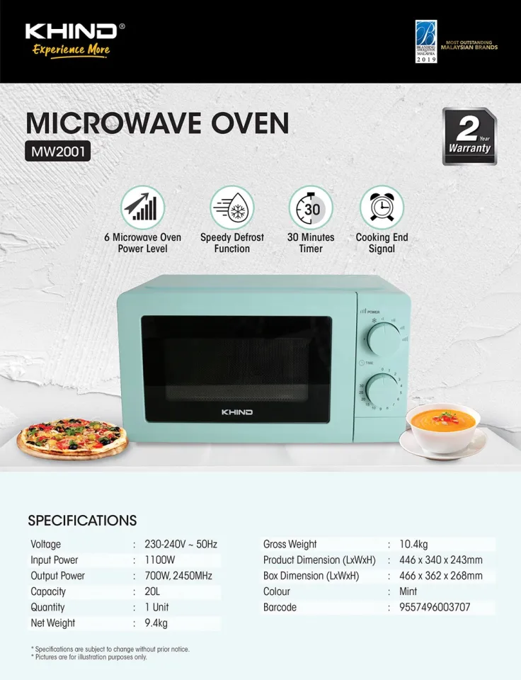 Khind / Midea / Beko Microwave Oven 20L 700W With Quick Defrost Easy ...