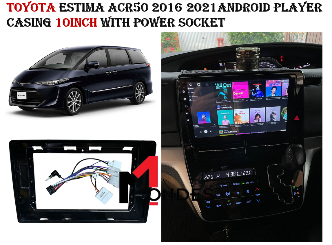 Android Player Casing 10" Toyota Estima ACR50 2016-2021 ( with Socket ...