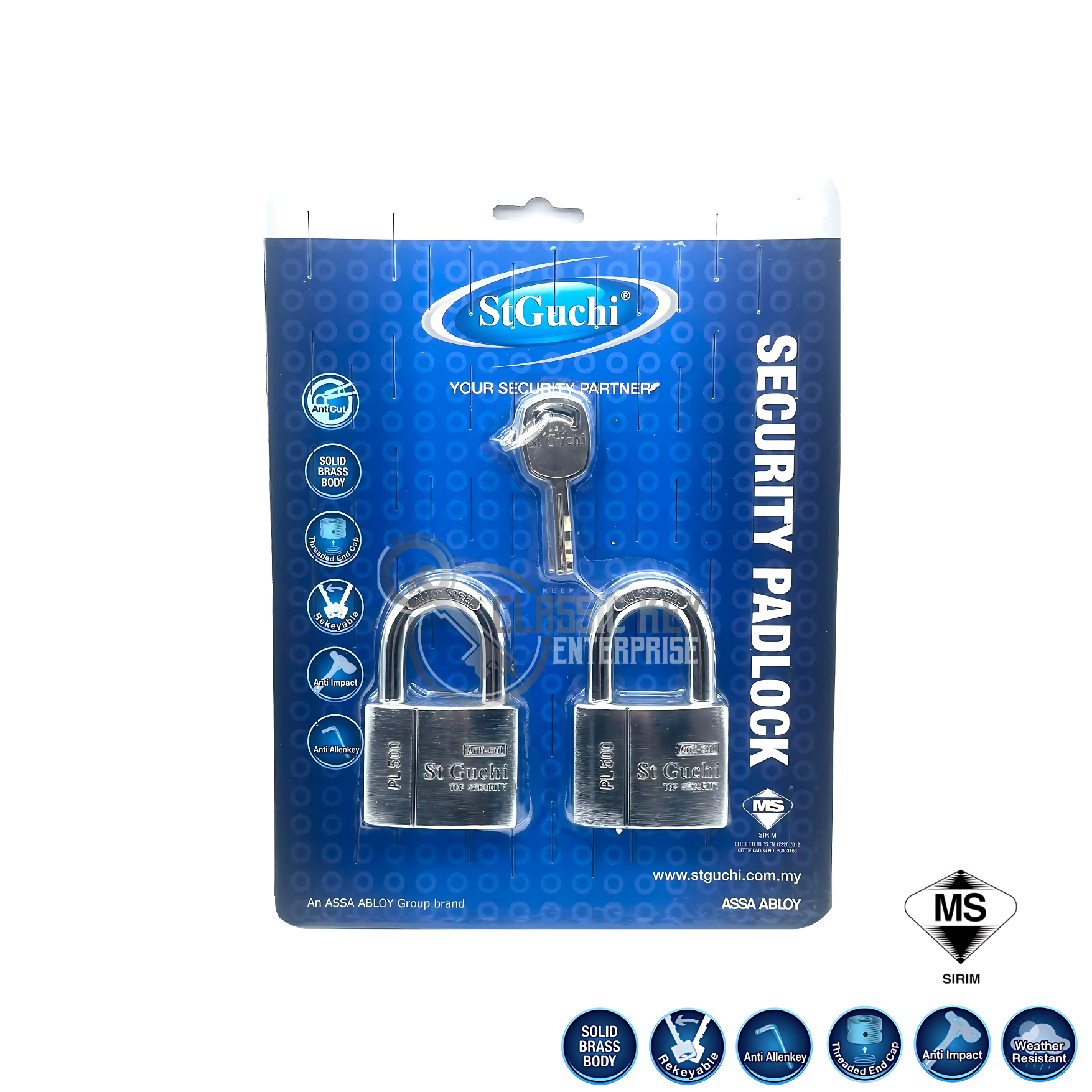 St Guchi Padlock Anti Cut SGPL-500N x 2pcs Body Size 50mm (SIRIM ...