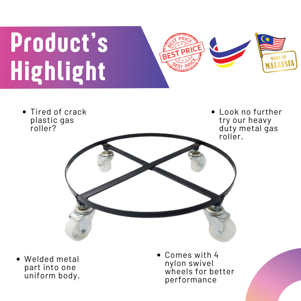 Roda Tong Gas | Heavy Duty 4 Wheel Metal Gas Tank Rollers, Gas Cylinder ...