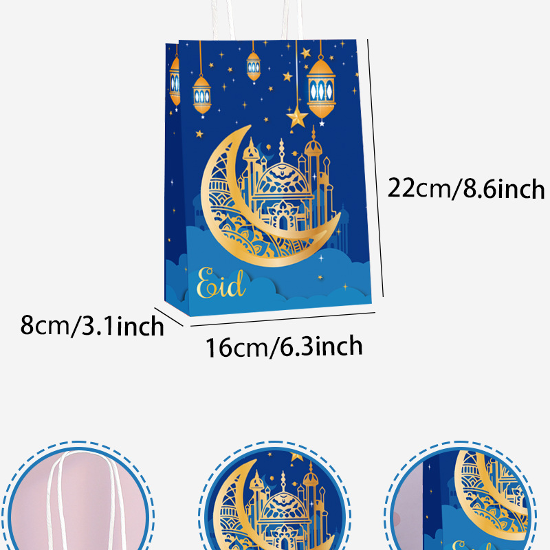 [Msia] Hari Raya Bag Kertas Biru Eid Mubarak Handle Paper Bag Ramadan ...