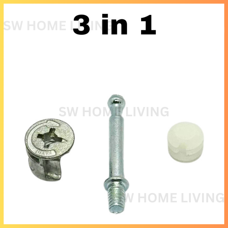SW 3 in 1 Minifix Screw 4set Housing Bolt Nut Connector Part Screw ...