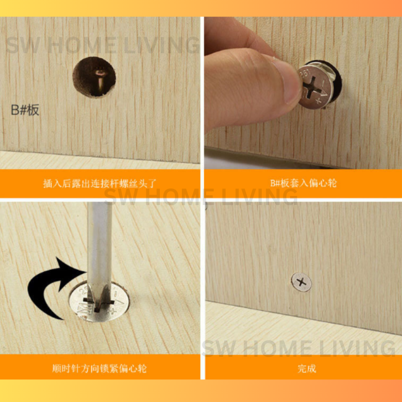 SW 3 in 1 Minifix Screw 4set Housing Bolt Nut Connector Part Screw ...