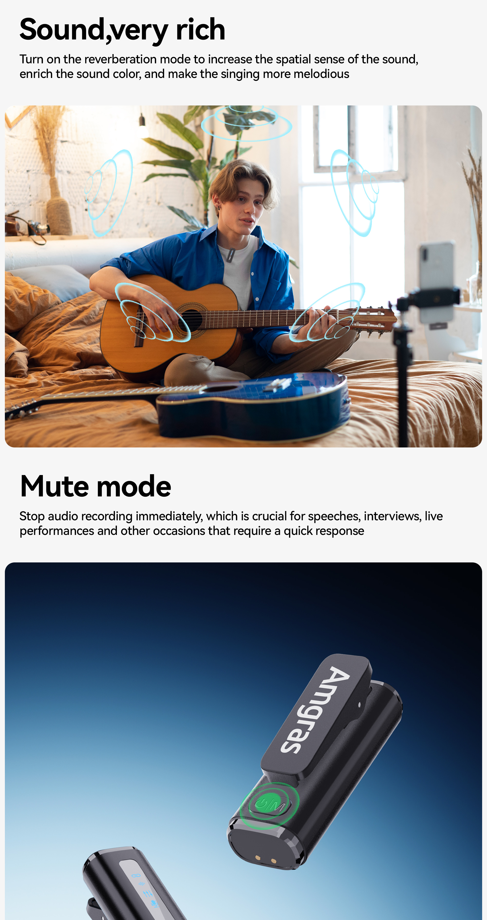 Amgras SoundMeta II Ultra Lavalier Wireless Microphone Noise Cancelling ...