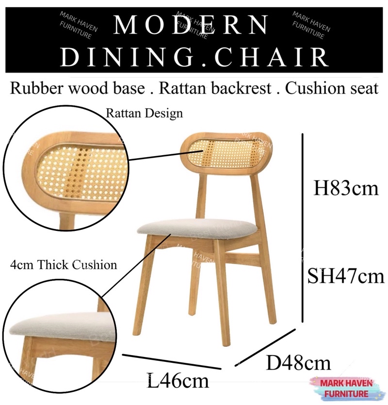 RT-chair#modern solid rubberwood dining chair#kerusi makan kayu getah# ...