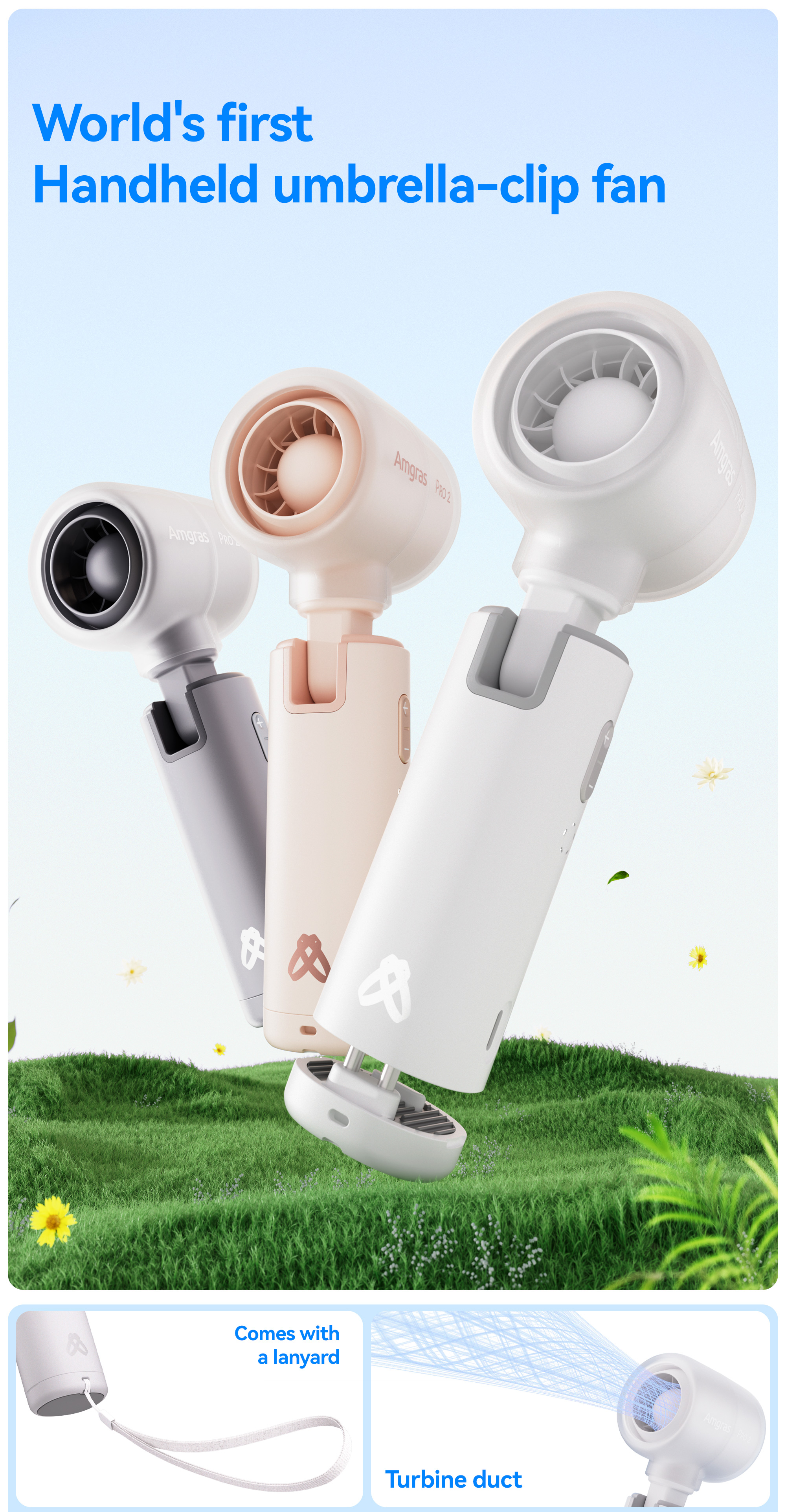 Amgras MetaHeld Fan Pro2 handheld hanging umbrella fan portable ...