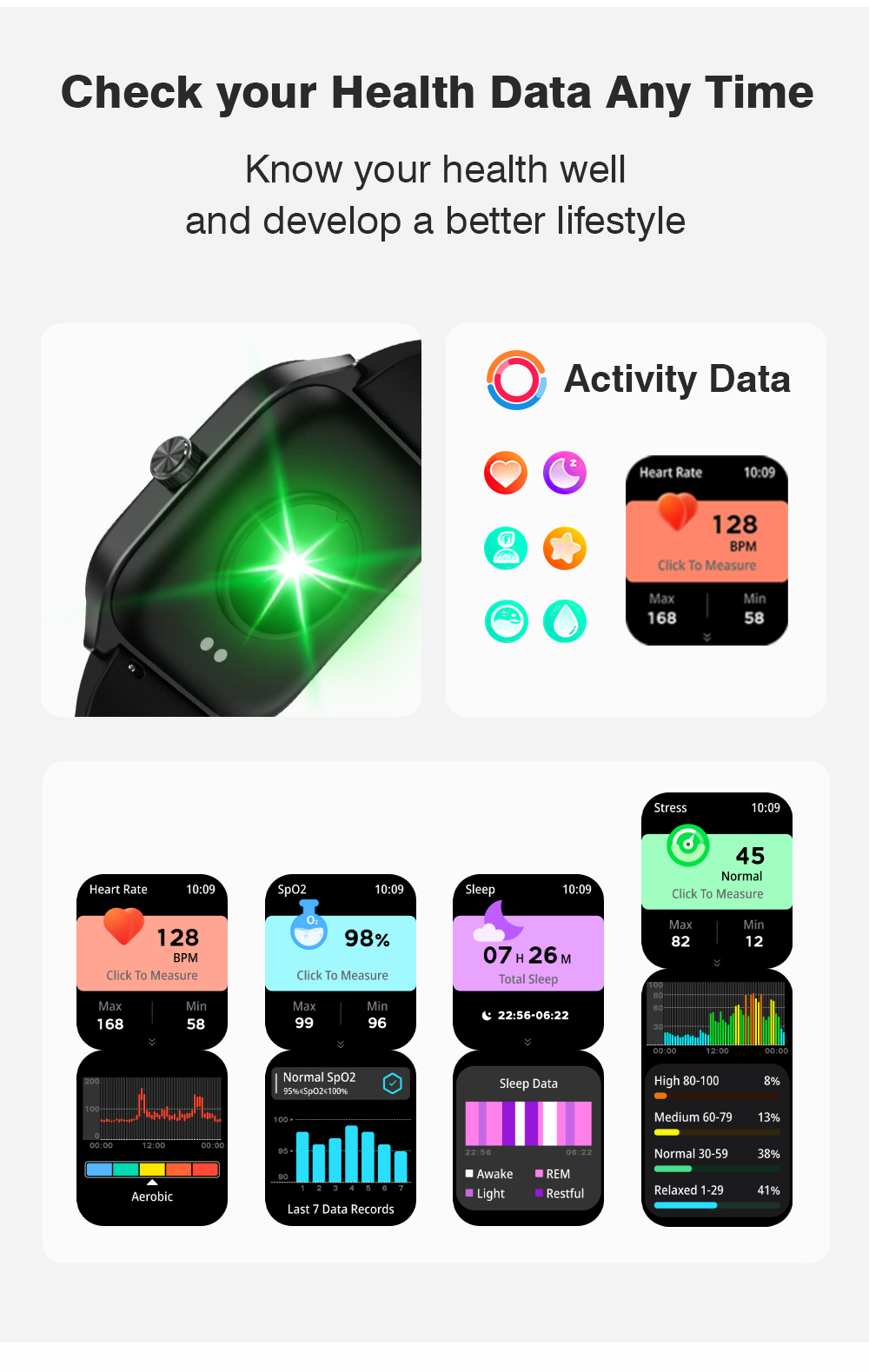 Aolon Curve Jam Smart Watch Man Women Curved IP68Waterproof Message ...