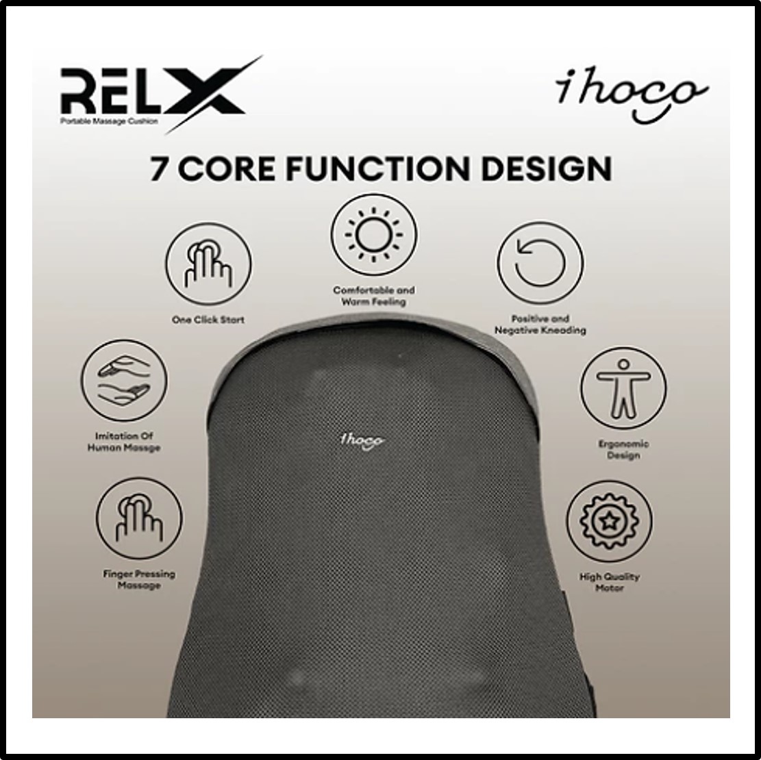 Ihoco RelX Portable Massage Cushion / Back Massager(Stone Grey ...