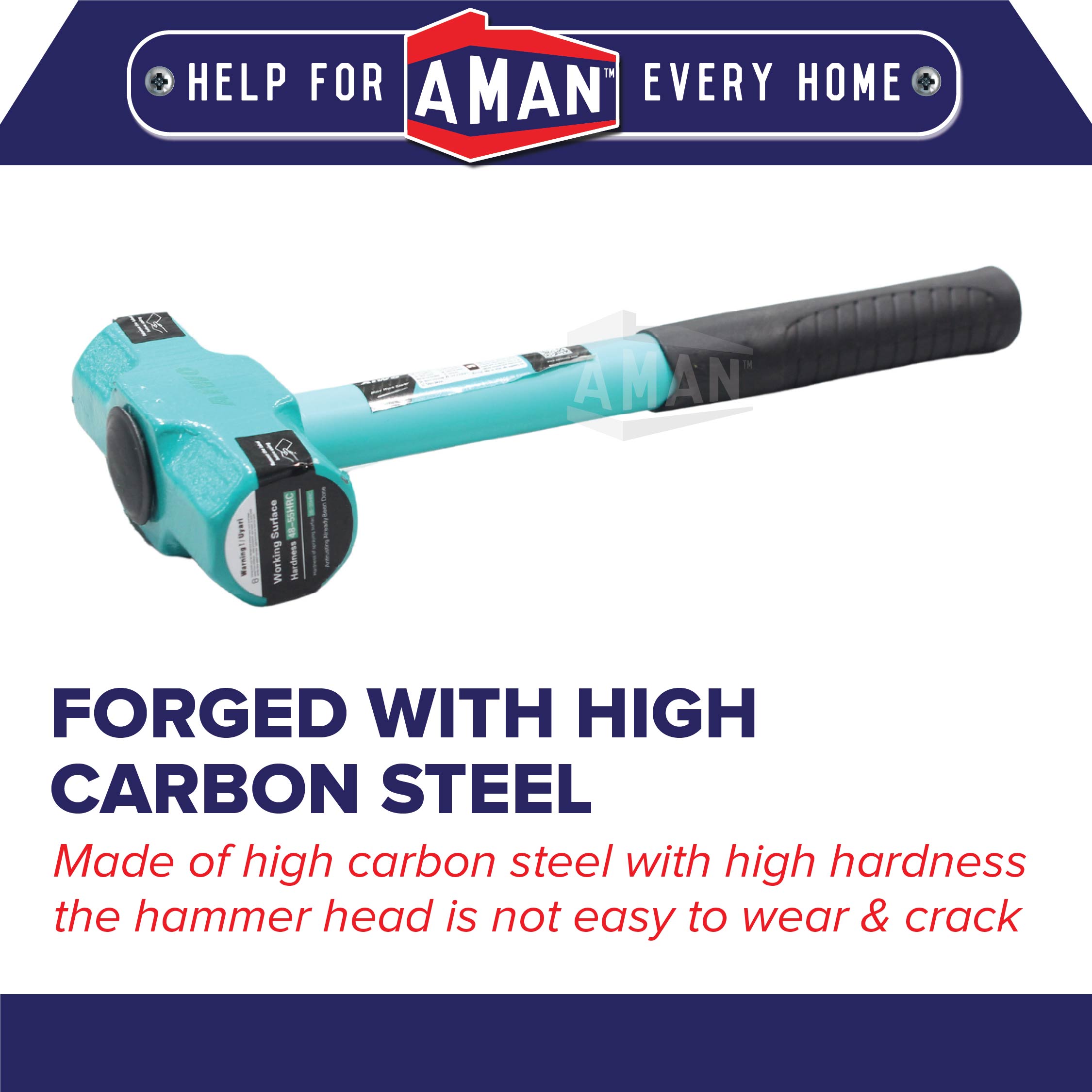 AIWO Sledge Hammer Elastic Handle Vibration Smashing Steel Head ...