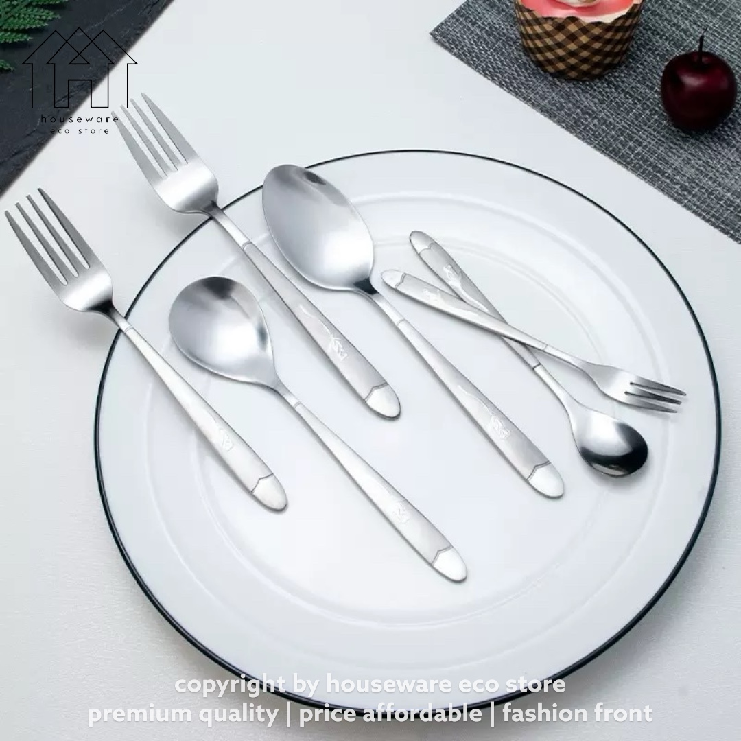 Stainless Steel Spoon Fork / Sudu Garpu Serving Spoon Kitchen Cutlery ...