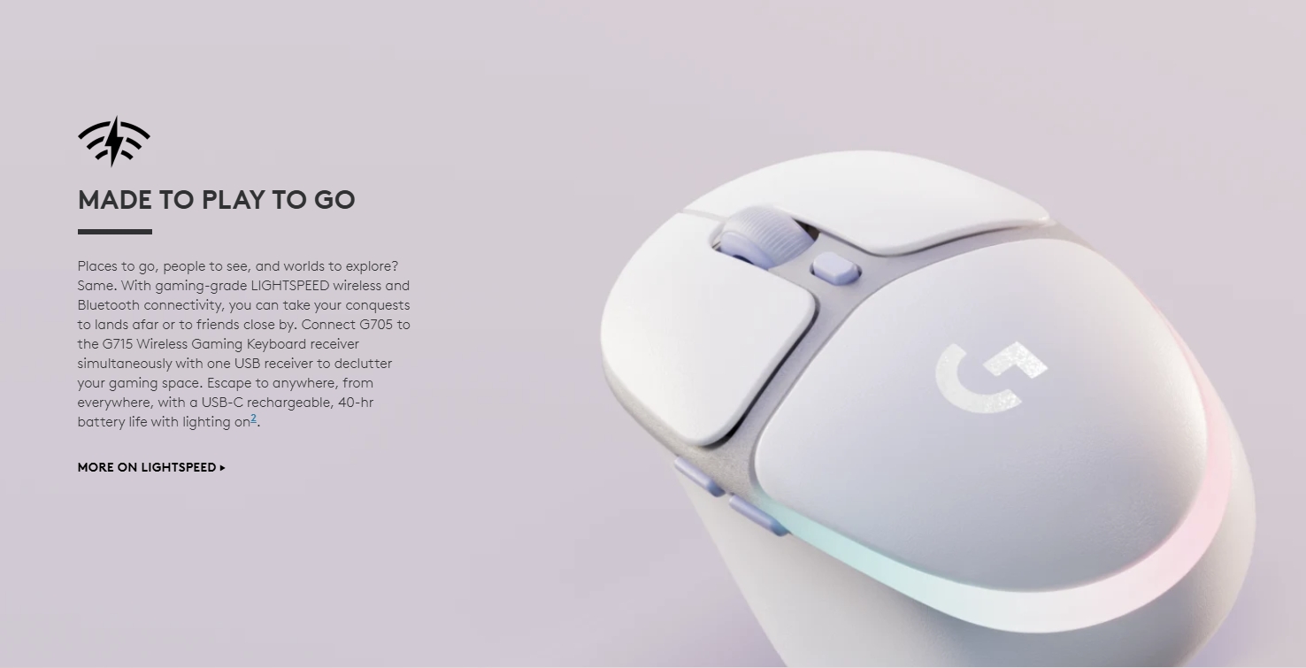 LOGITECH G705 WIRELESS GAMING MOUSE LIGHTSYNC RGB LIGHT / BLUETOOTH ...