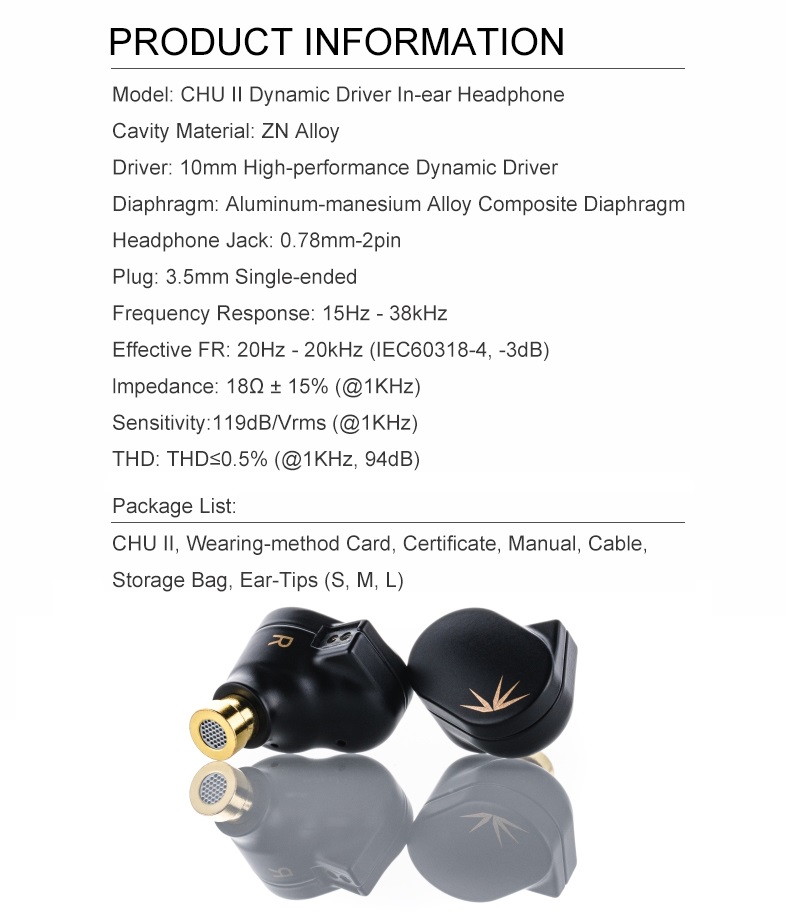MOONDROP CHU II HiFi Dynamic Driver Earbud IEMs Interchangeable Cable ...