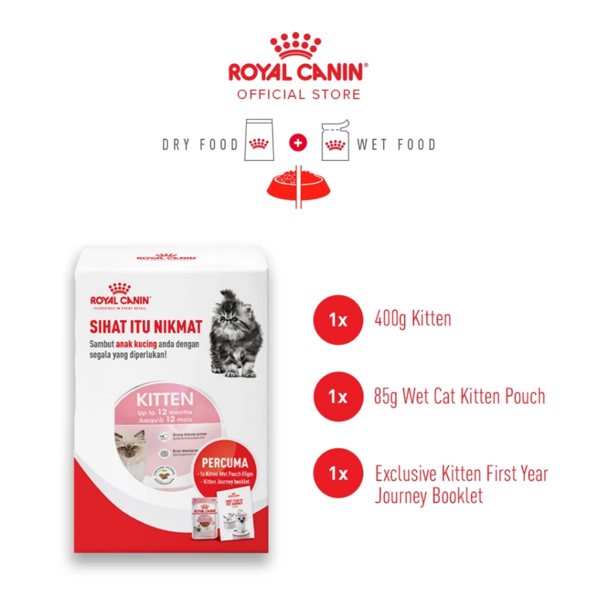 Royal Canin Promo Kit Kitten Mother Baby 400g RC Kitten Pouch Cat Dry ...